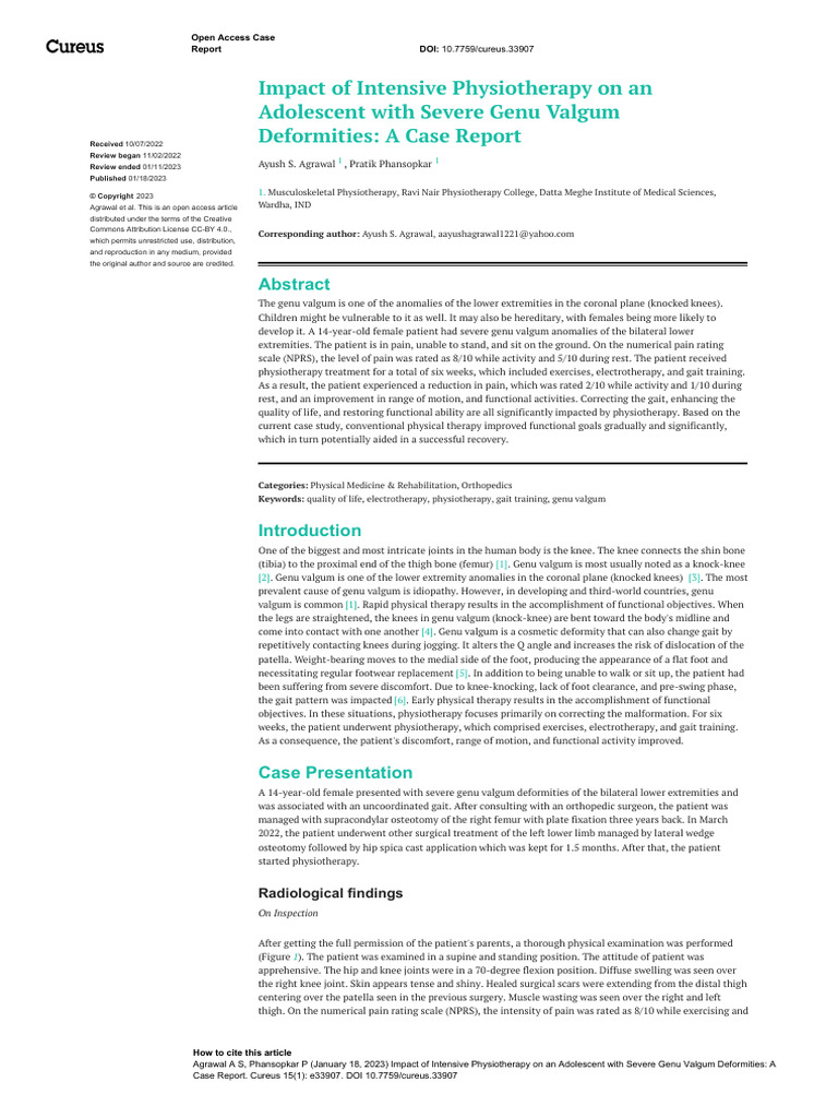 Genu Valgum | PDF | Anatomical Terms Of Motion | Physical Therapy