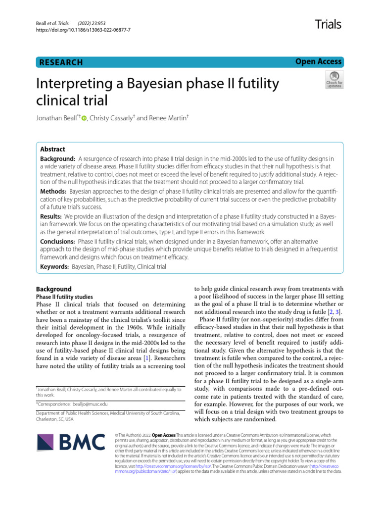 Interpreting A Bayesian Phase II Futility Clinical Trial | PDF ...