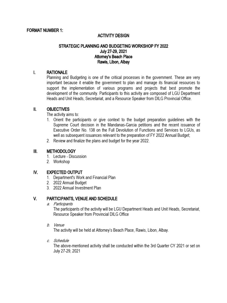 Template-for-Activity-Proposal | PDF | Budget