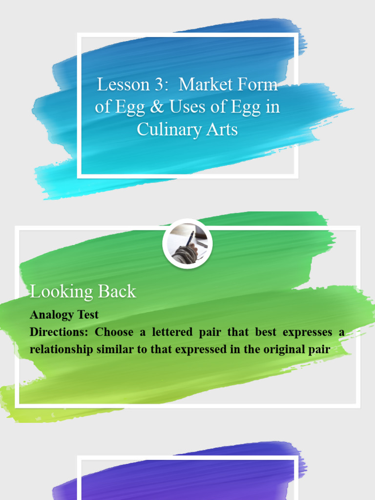 SCPPT 1st L 3a Market Form of Eggs and Uses of Eggs in Culinary | PDF ...