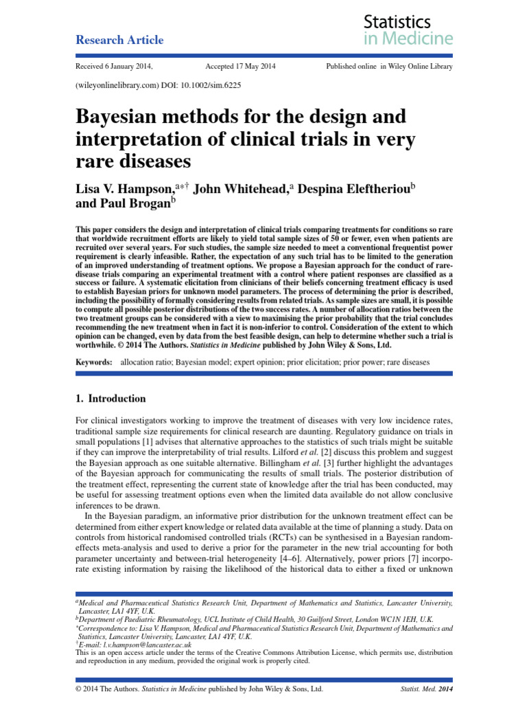 Bayesian Methods For The Design and Interpretation | PDF | Bayesian ...