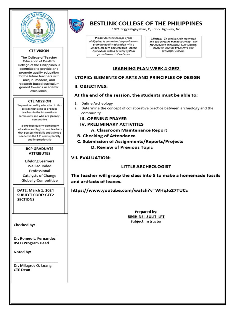 Learning Plan Week 5 Gee2 | PDF | Teachers | Vocational Education