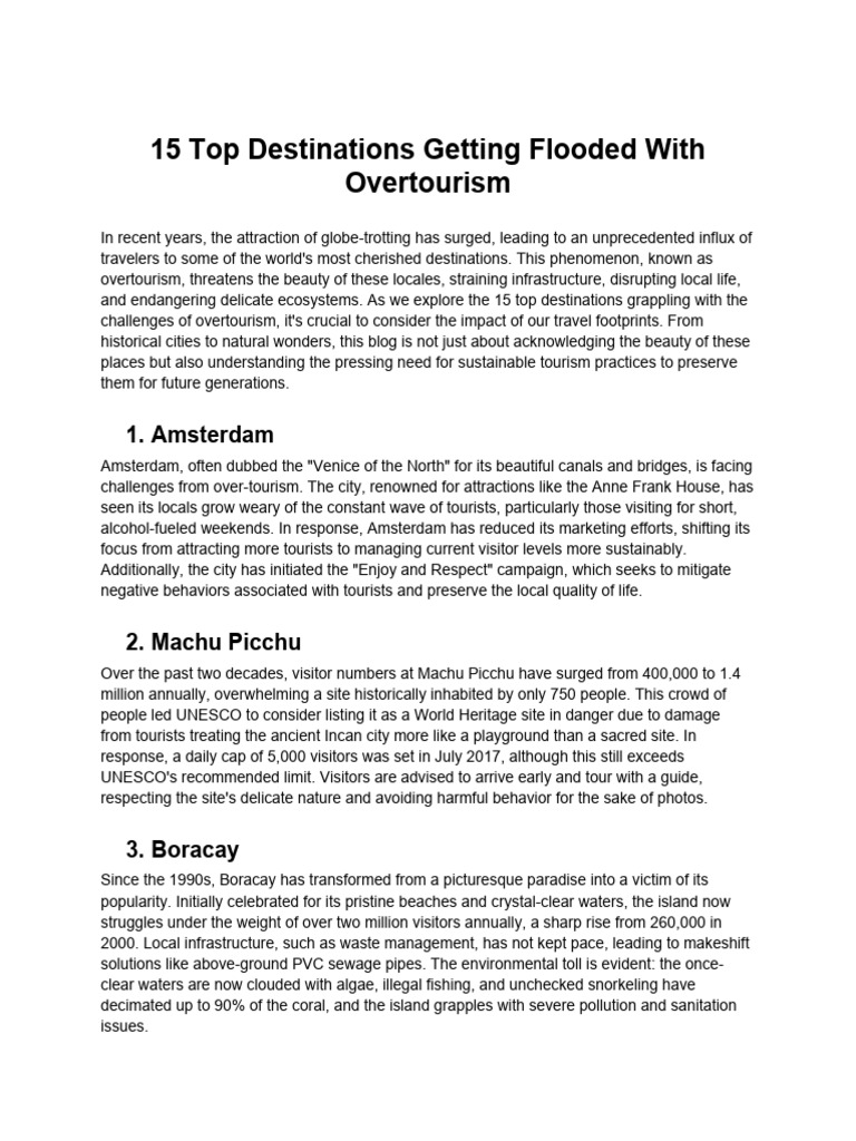 15 Top Destinations Getting Flooded With Overtourism | PDF | Tourism ...