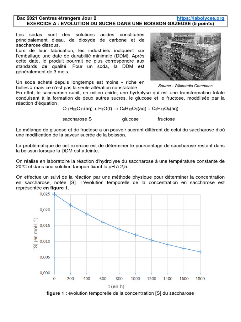 Évolution du saccharose dans les sodas | PDF | Saccharose | Chimie