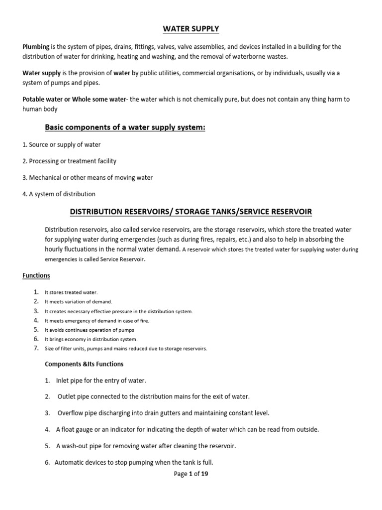 Water Supply | PDF | Plumbing | Pipe (Fluid Conveyance)
