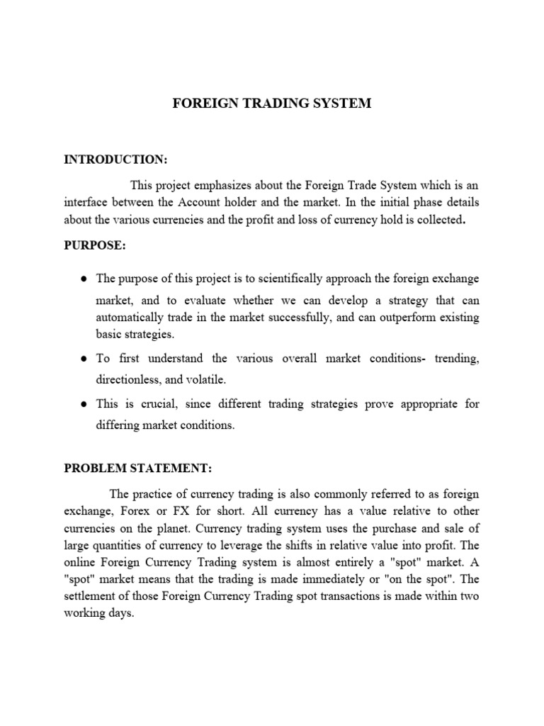 Foreign Trading System | PDF | Foreign Exchange Market | Use Case