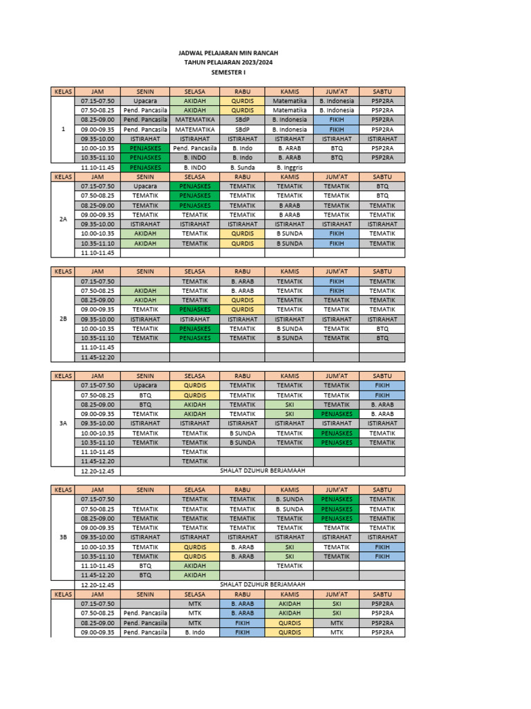 Jadwal Mengajar 2023 - 2024 | PDF