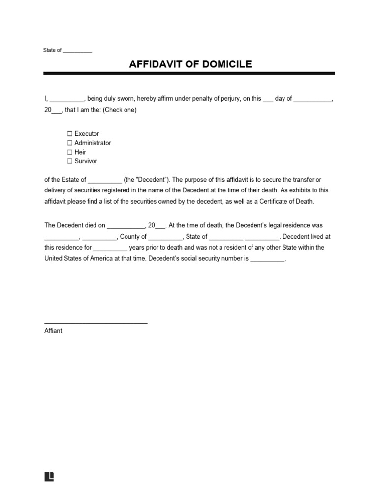 Affidavit of Domicile Form | PDF