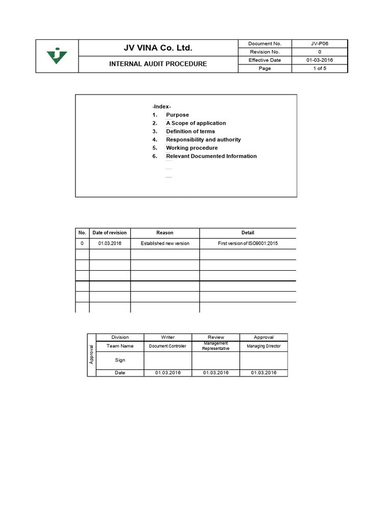 JV-P06 Internal Audit (OK) | PDF | Audit | Internal Audit