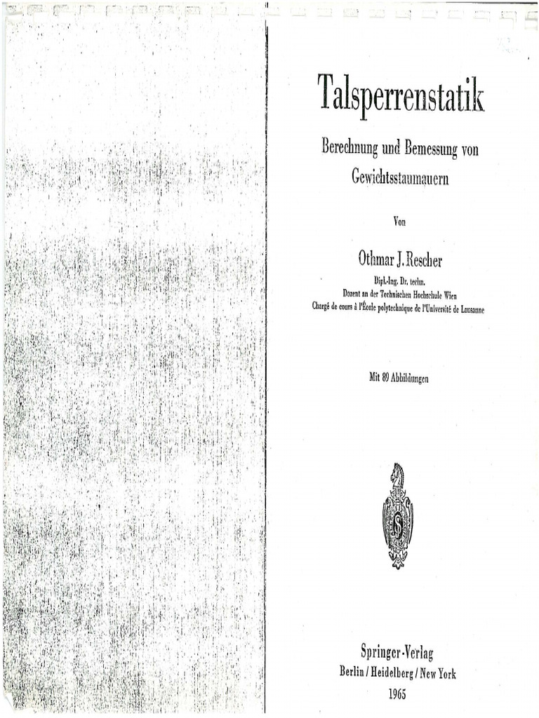 Talsperrenstatik O.J. Rescher | PDF