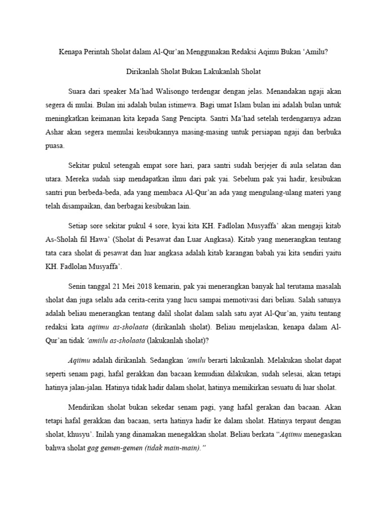 Makna Aqimu dalam Perintah Sholat | PDF | Kajian Bahasa Asing | Agama ...