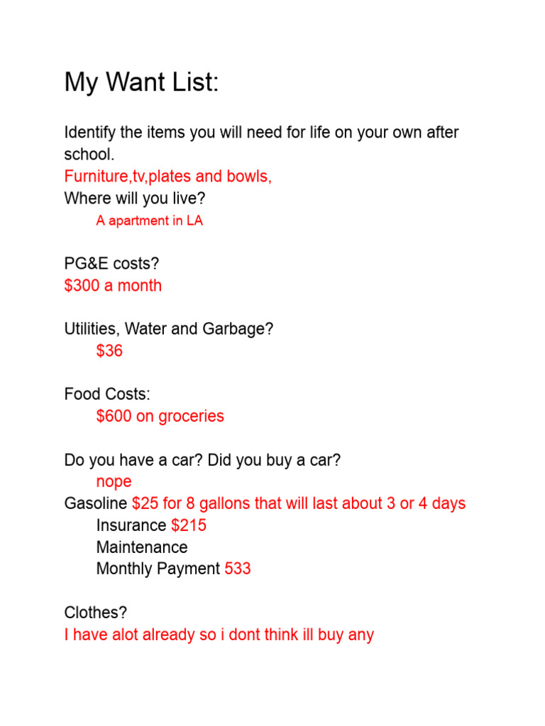My Want List | PDF | Lifestyle