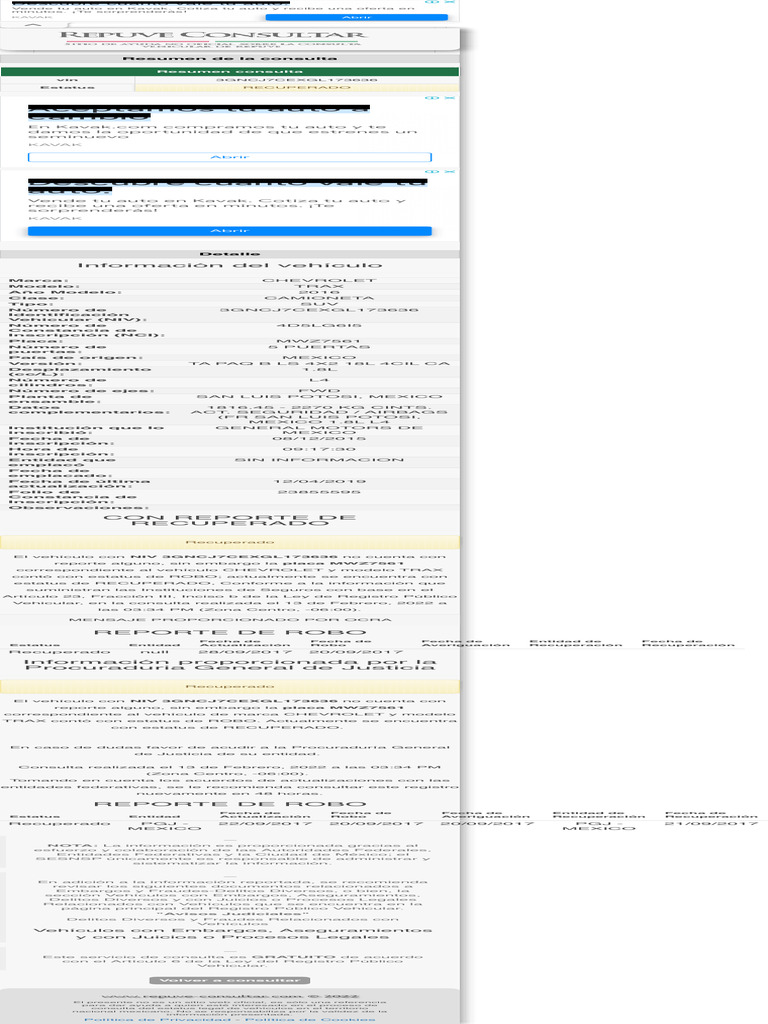 Repuve Consulta ¿Cómo Saber Si Un Auto o Moto Es Robada | PDF | Negocios | Derecho