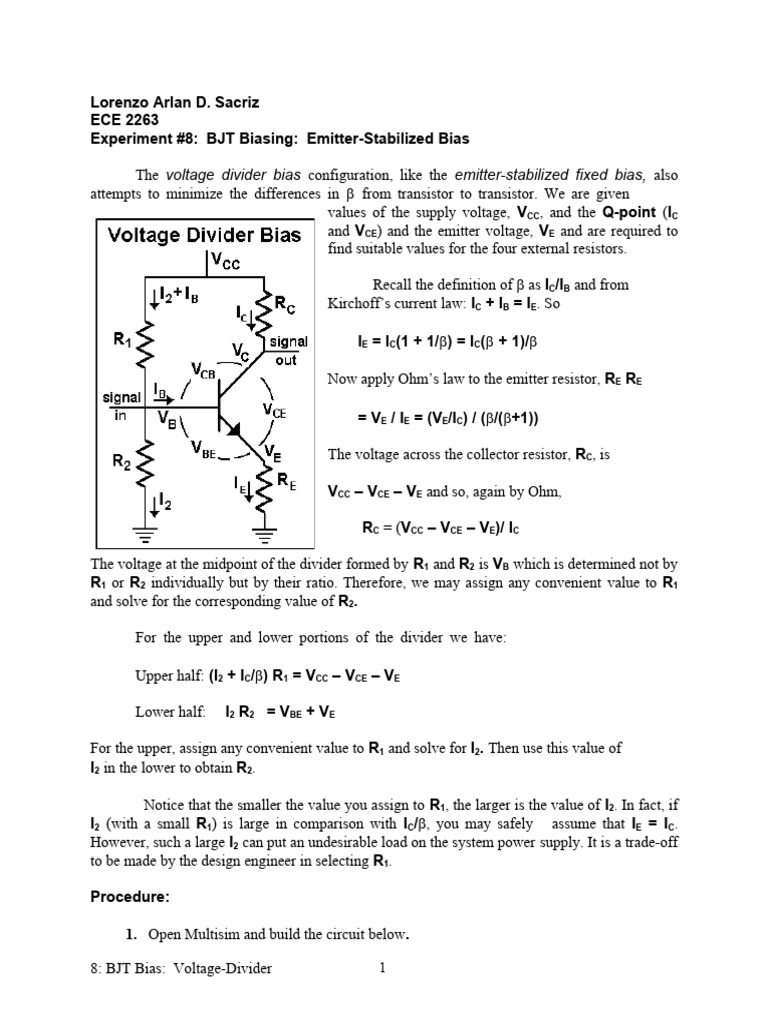 07-BJT Voltage-Divider Bias | PDF | Bipolar Junction Transistor | Electrical Engineering