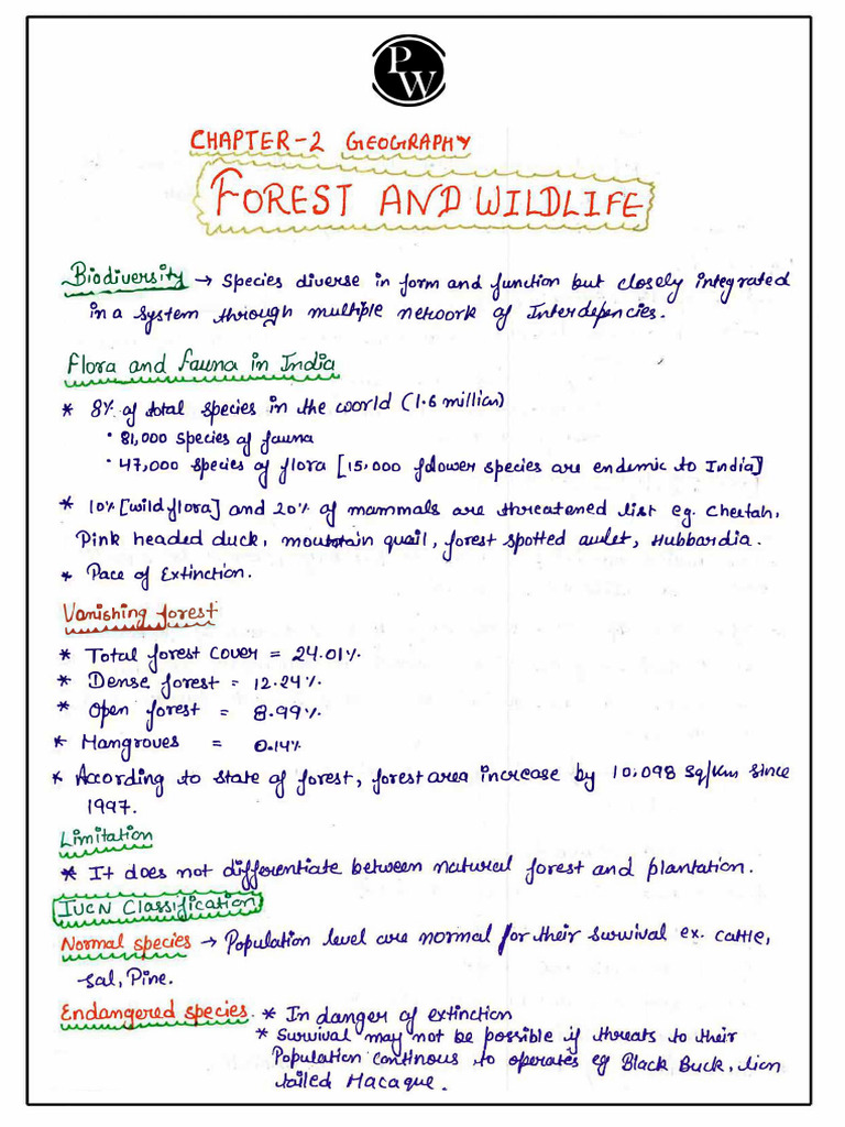 Geography Forest and Wildlife Resources Short Notes WARRIOR SERIES | PDF