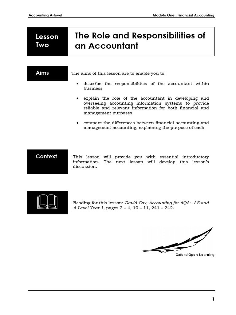 Accountant's Role and Responsibilities | PDF | Bookkeeping | Financial ...