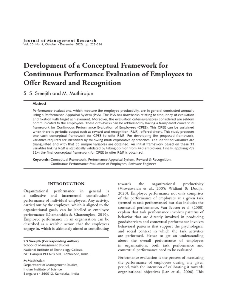 Development of A Conceptual Framework For Continuous Performance ...