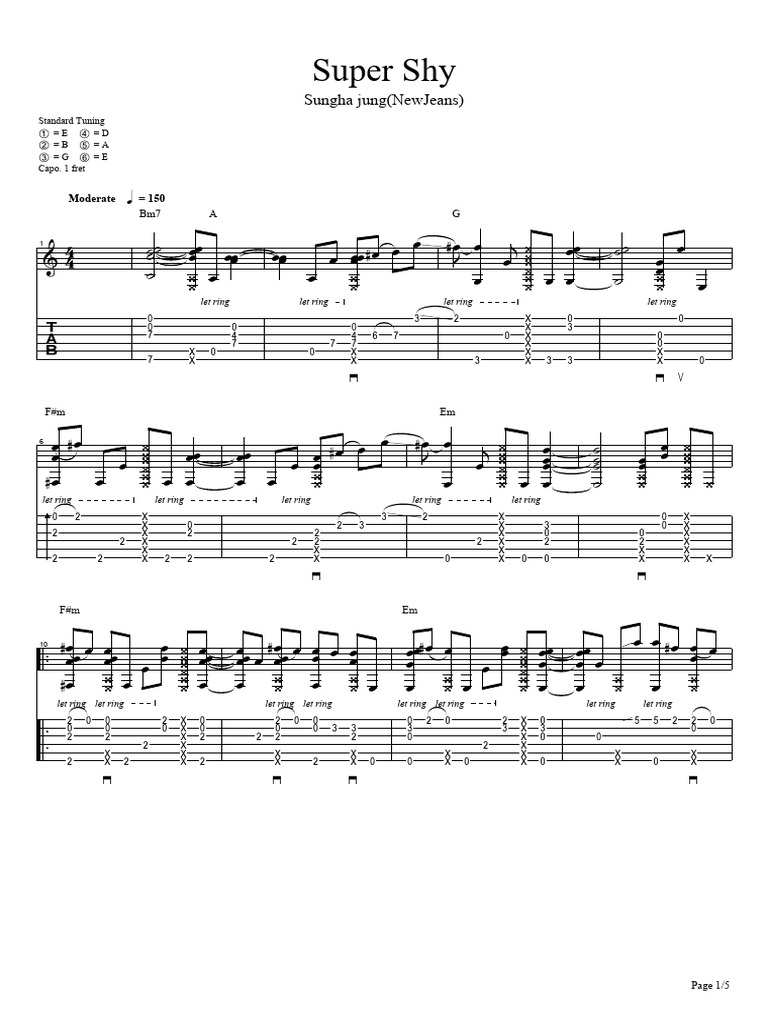 Sungha jung - Super Shy 기타악보 | PDF | Chordophones | Irish Musical ...