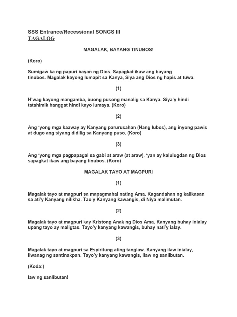 Catholic Songs Lyrics | PDF