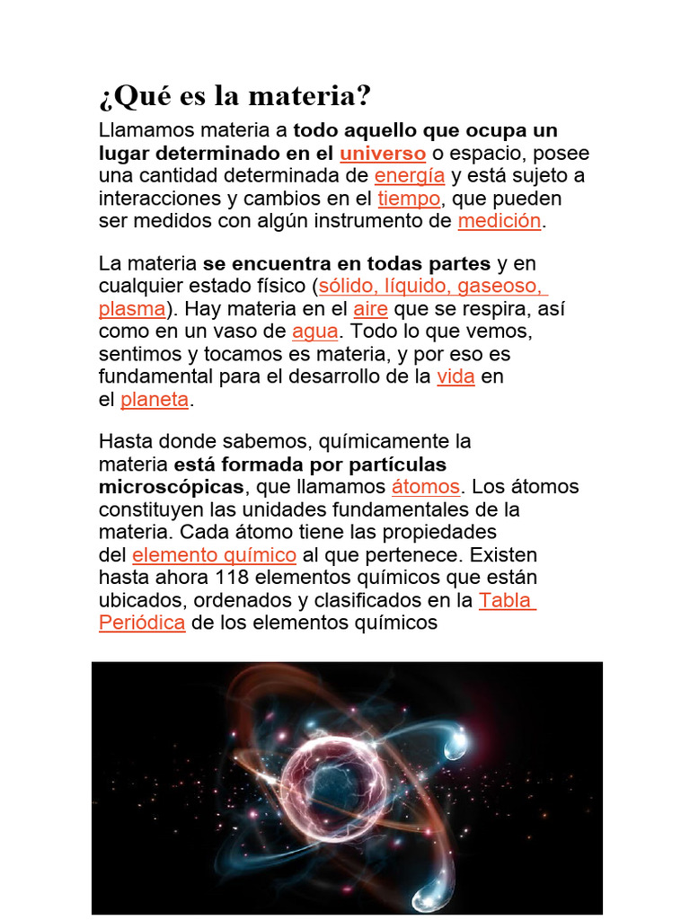 Qué es la materia | PDF | Importar | Sustancias químicas