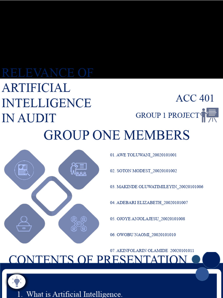 Relevance of Artificial Intelligence in Audit Quality: Group 1 Project | PDF | Audit | Financial ...