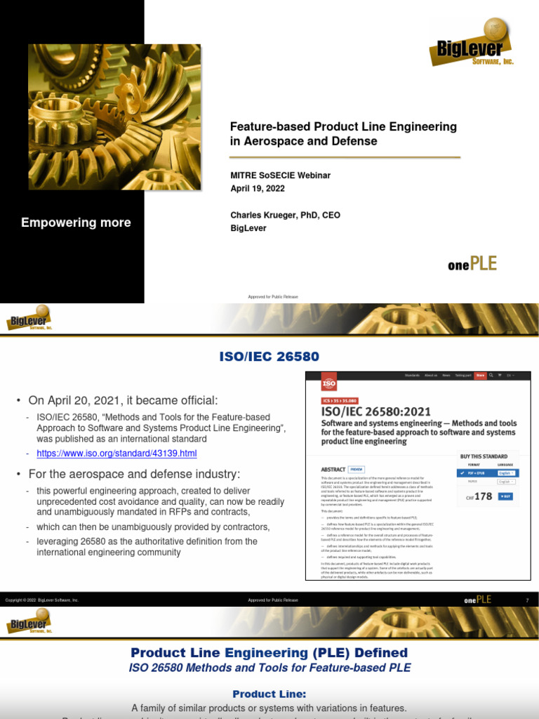MITRE SOSE Feature-Based Product Line Engineering (PLE) - Biglever ...