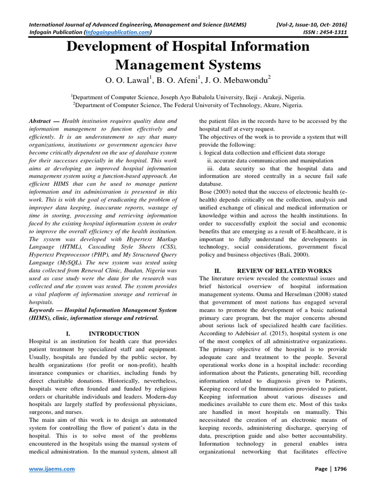 Development of Hospital Information Mana | PDF | Databases | Php