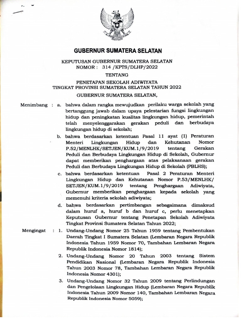 SK ADIWIYATA PROVINSI SDN 6 TA | PDF