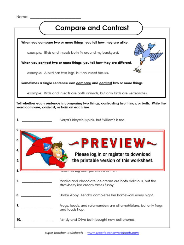 Compare Contrast Sentences | PDF | Frog | Amphibian