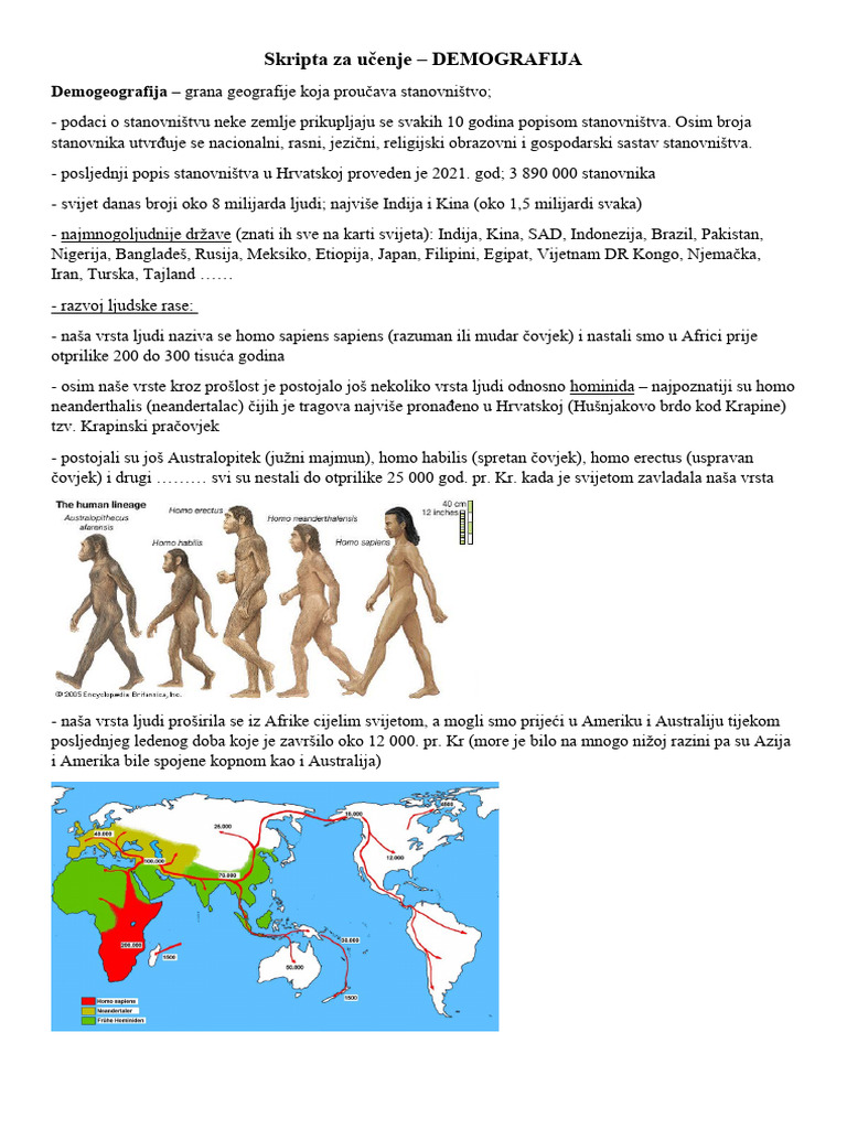 Skripta Za Učenje - Demografija | PDF