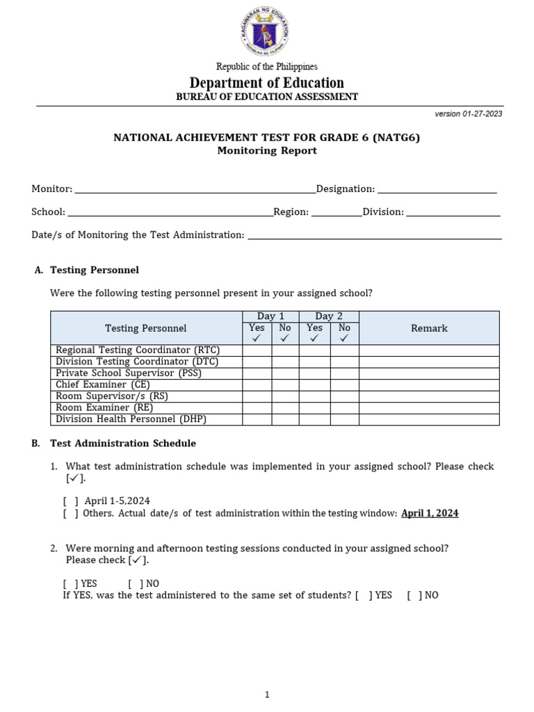 NATG6-BEA-Monitoring-Form_2024 | PDF