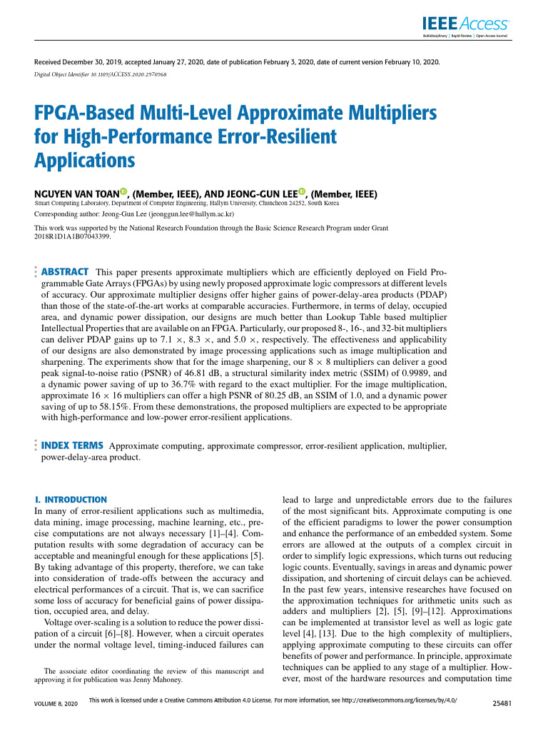 FPGA-Based Multi-Level Approximate Multipliers For High-Performance Error-Resilient Applications ...