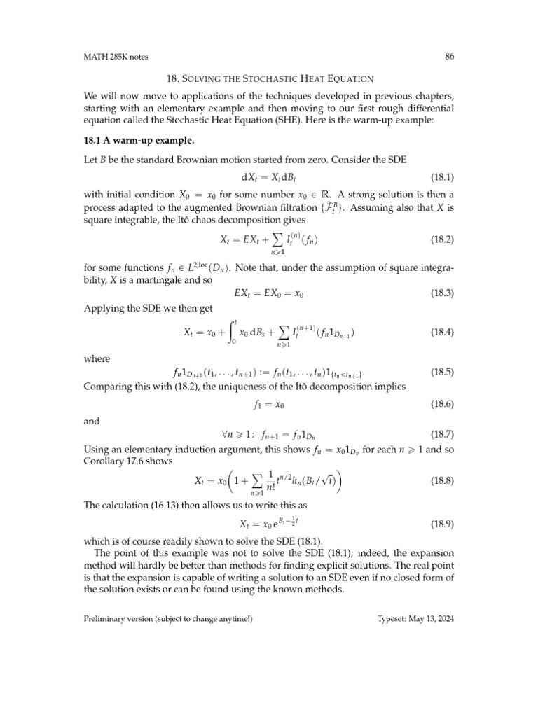 CH 18 | PDF | Stochastic Differential Equation | Mathematical Analysis