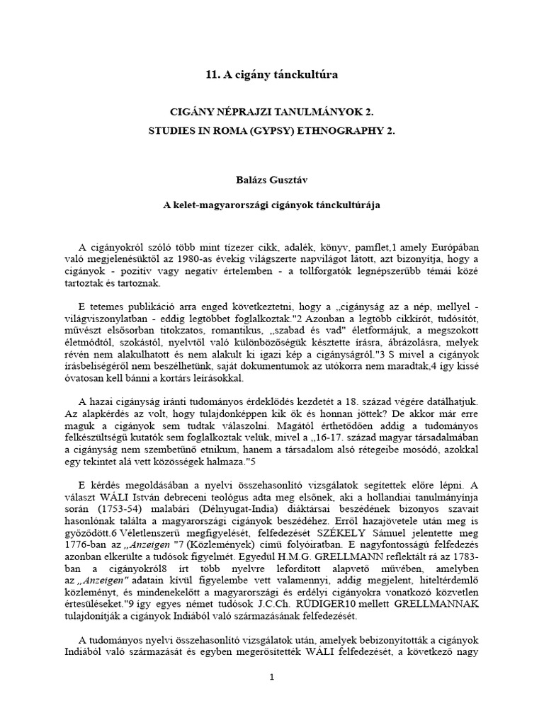 A Cigány Tánckultúra | PDF