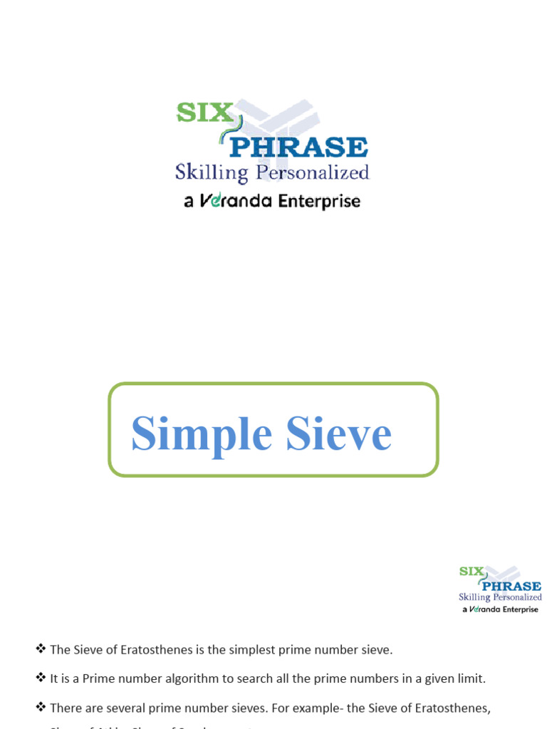 L7 Simple Sieve | Download Free PDF | Prime Number | Algorithms