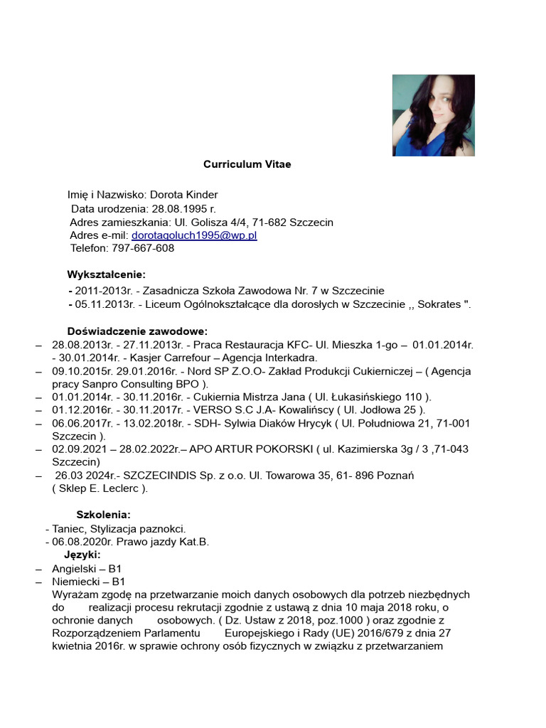 Dorota CV Nowe | PDF