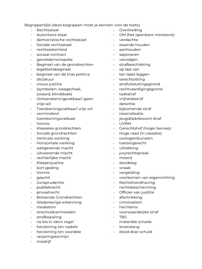 Begrippenlijst (Deze Begrippen Moet Je Kennen Voor de Toets) | PDF