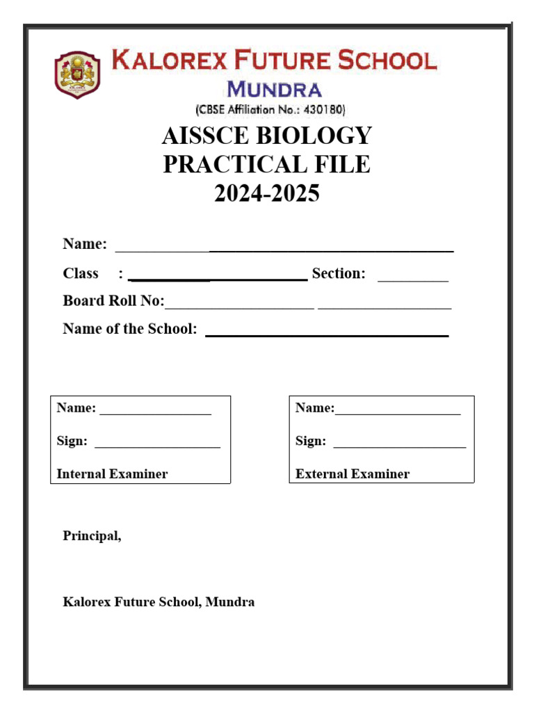Biology Project Cover Page and Acknowledgement 2023-24 | PDF