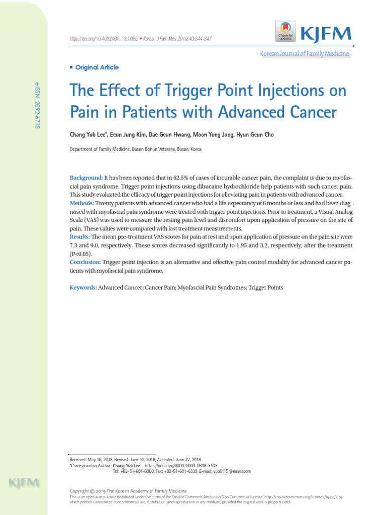 The Effect of Trigger Point Injections On Pain in Patients With ...