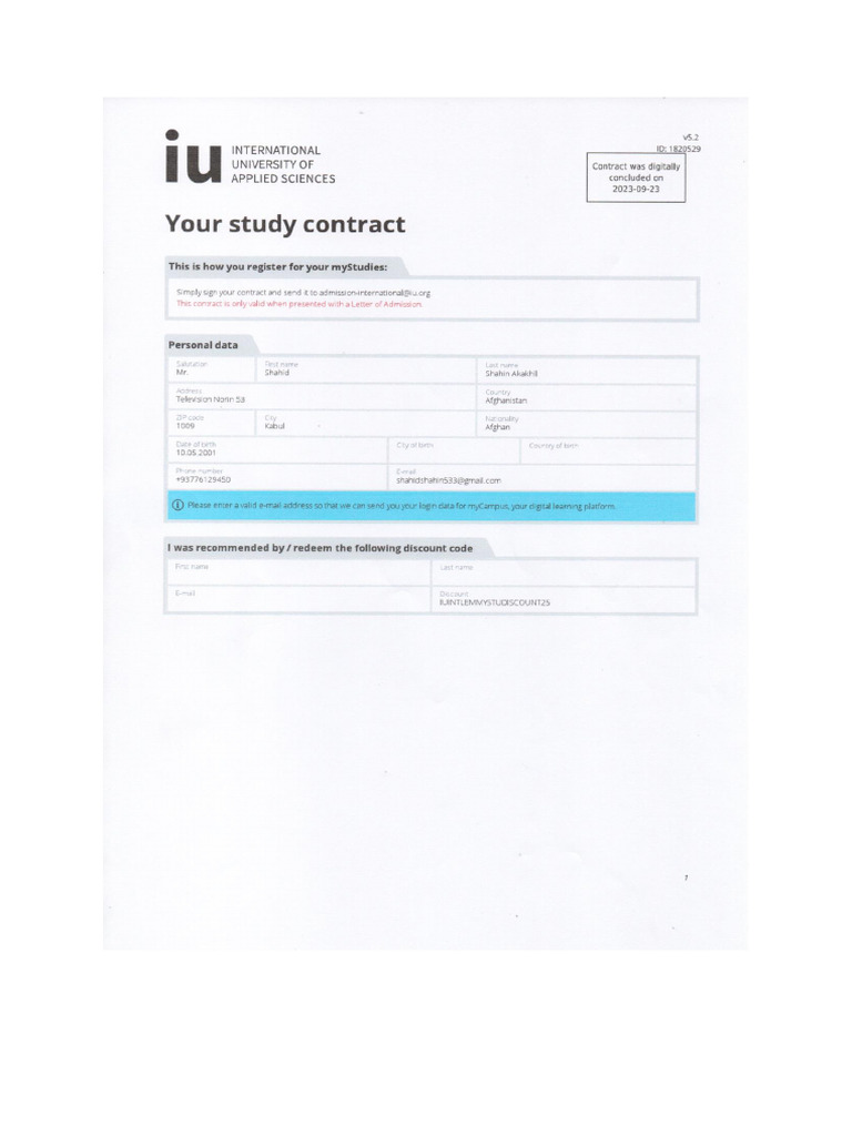 Study Contract | PDF