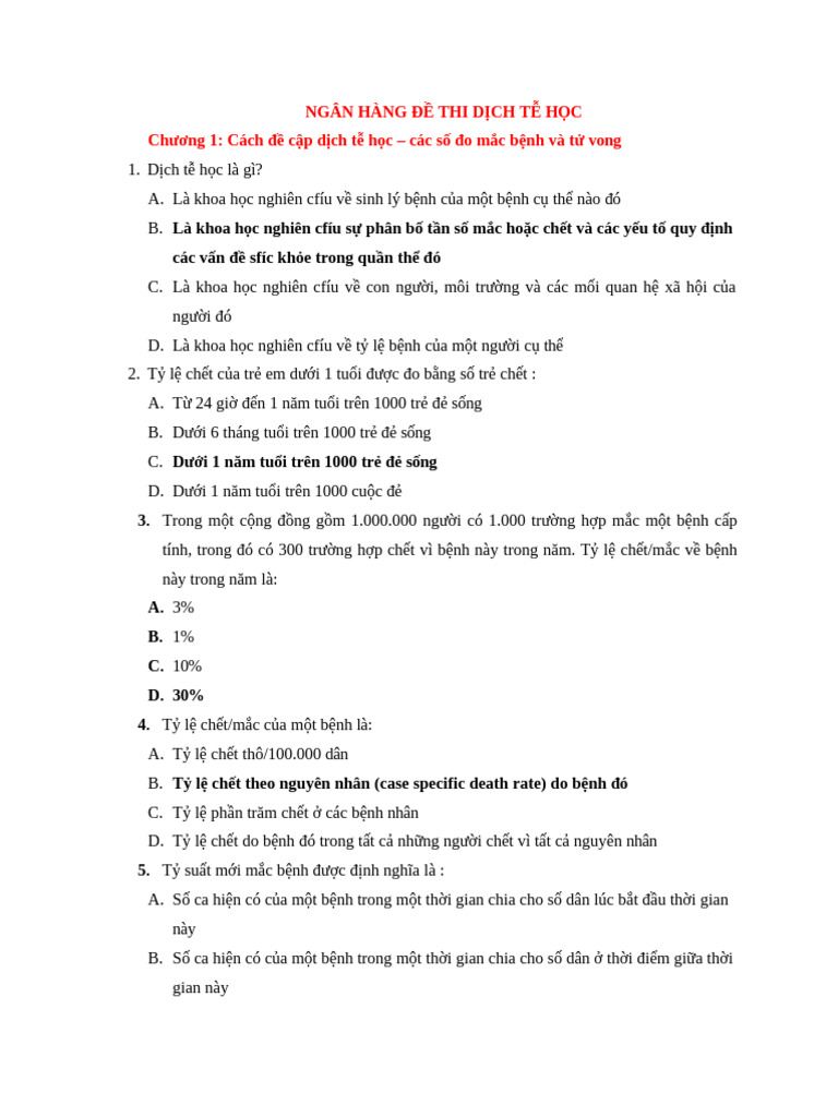 123doc de Thi Trac Nghiem Dich Te Hoc Co Dap An | PDF