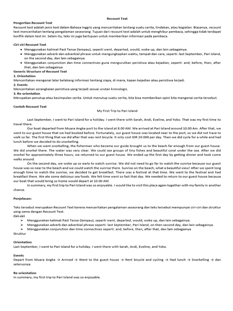 Recount Text | PDF | Grammar | Syntax