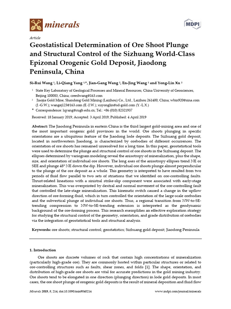 Geostatistics of Sizhuang Gold Deposit | PDF | Ore | Fault (Geology)