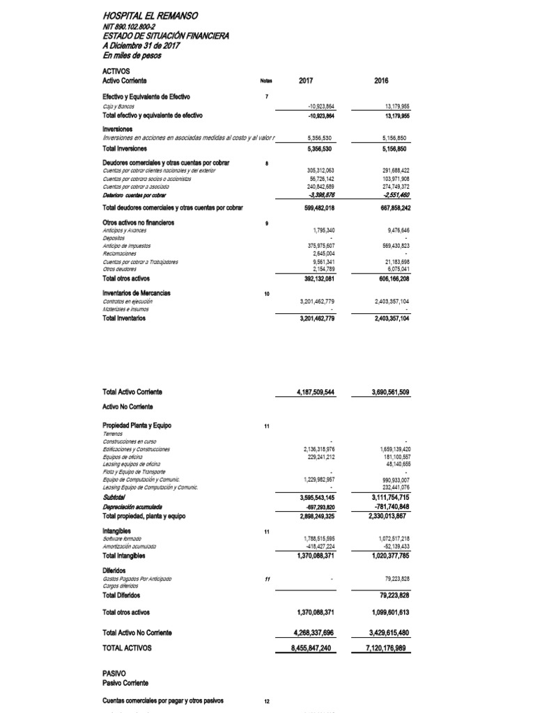 Eeff y Notas Nif 2017 Nif Modelo | PDF | Contabilidad | Economía Financiera