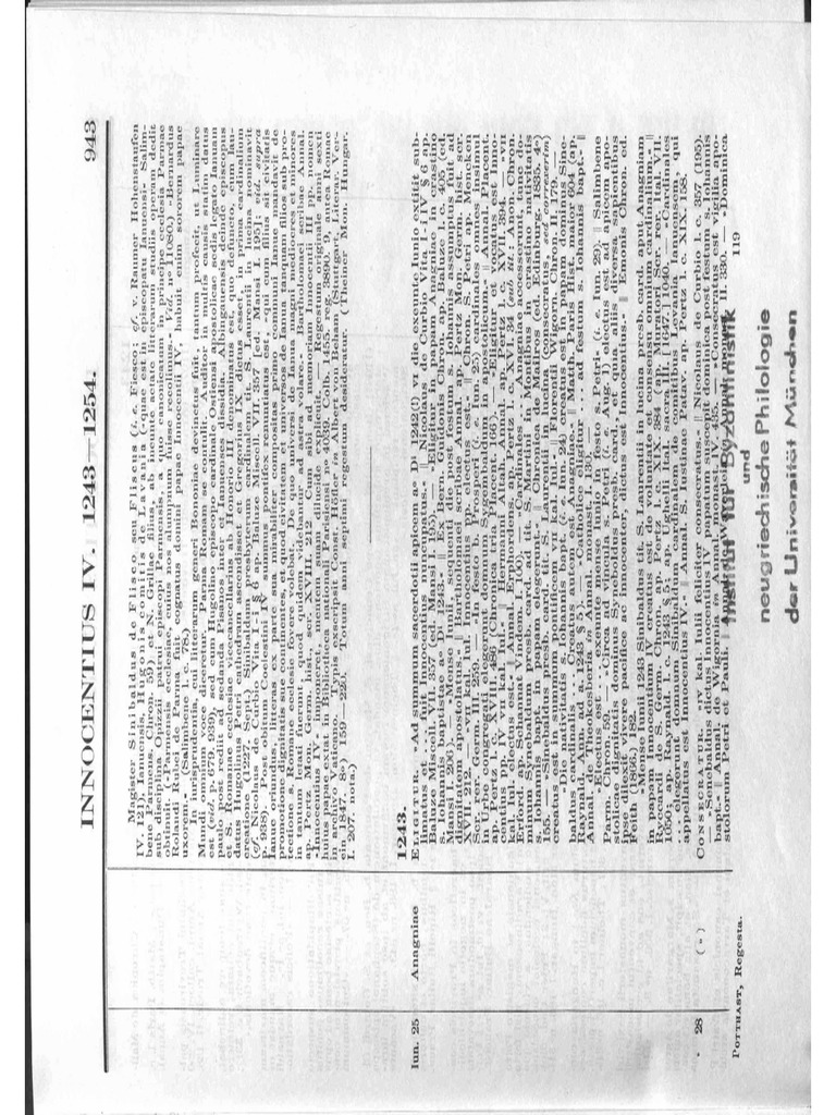 Inocentiu IV - Vol II Potthast Regesta Pontificum Romanorum | PDF