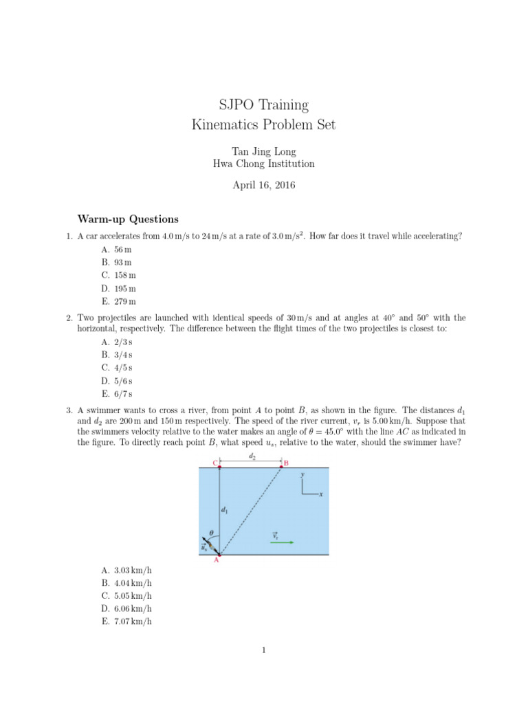 Kinematics Problem Set | PDF | Acceleration | Slope