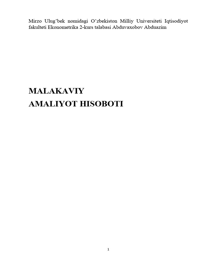 Amaliyot Hisoboti | PDF