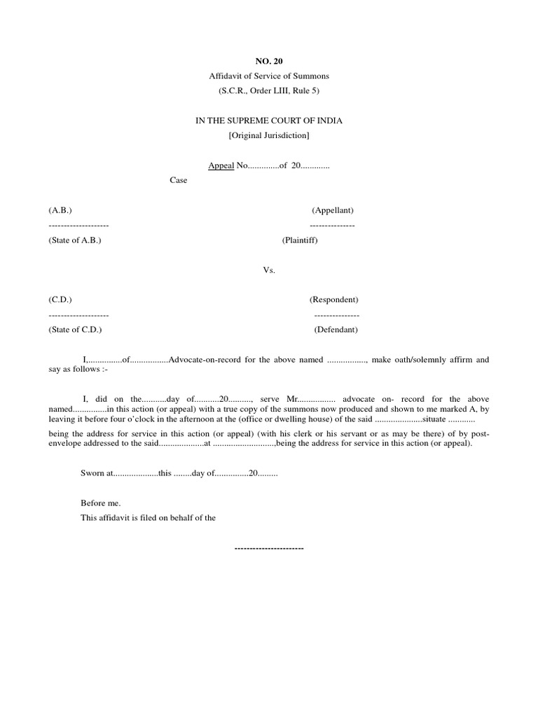 Affidavit of Service of Summons | PDF