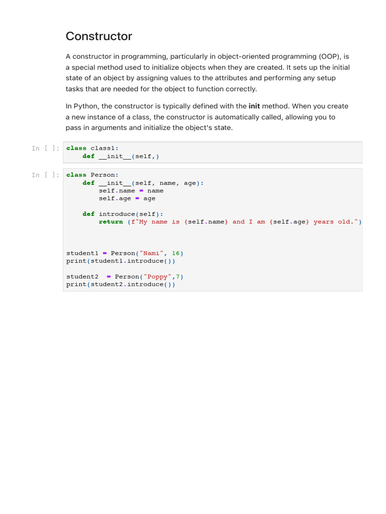 Constructor: Class Def Class Def | PDF | Method (Computer Programming ...