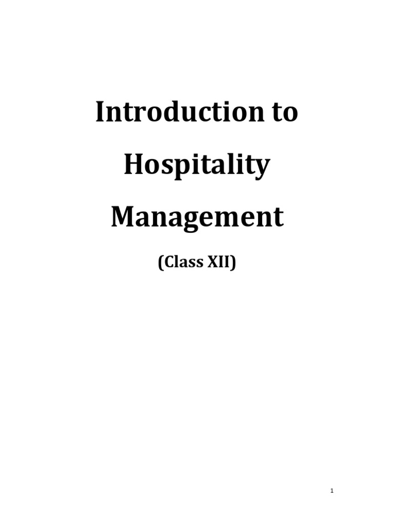 Introduction To Hospitality Management1 | PDF | Hotel | Inn